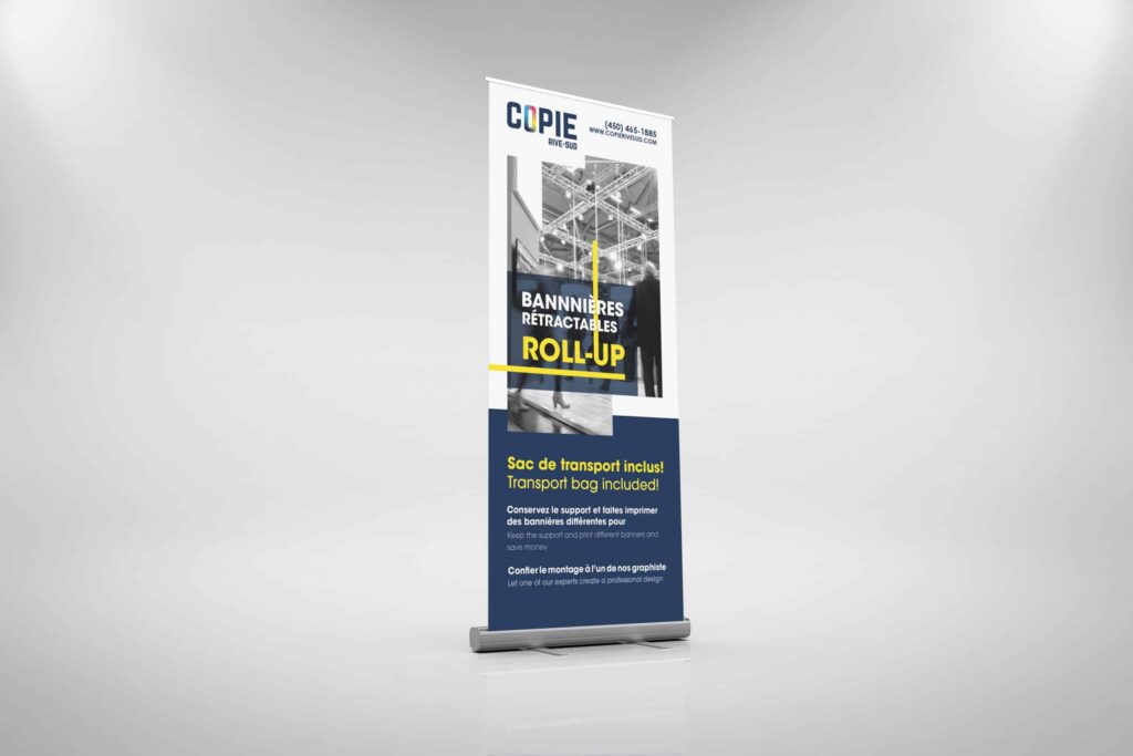 Retractable «Roll-up» Banners - 33in X 80in - Copie Rive-sud